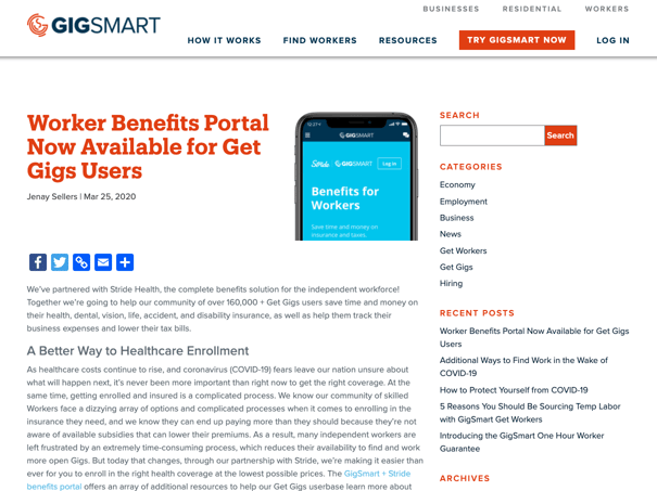 GigSmart + Stride: Helping Get Gig users save on insurance, taxes and more.